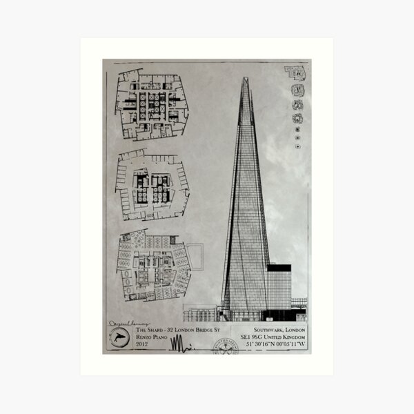 "The Shard Architecture Plans [A]" Art Print for Sale by T44BluePrints ...