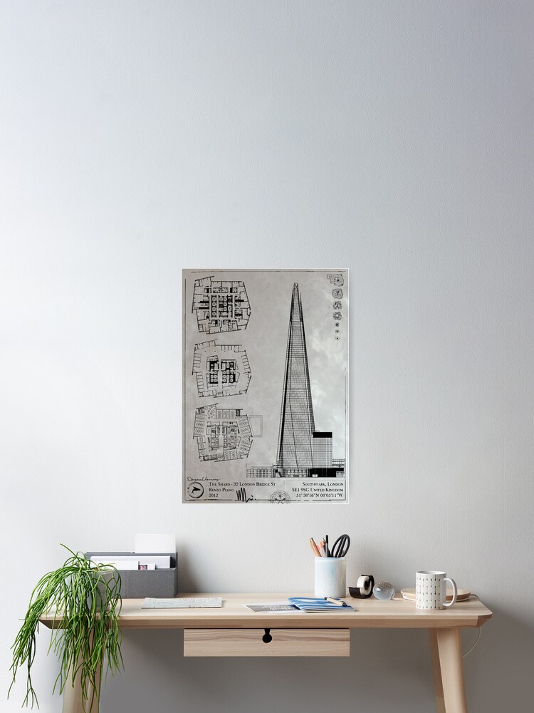 "The Shard Architecture Plans [A]" Poster for Sale by T44BluePrints ...