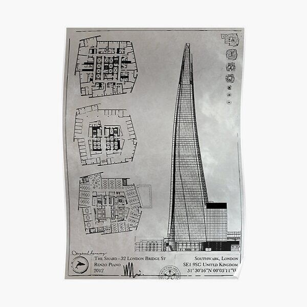 "The Shard Architecture Plans [A]" Poster by T44BluePrints | Redbubble