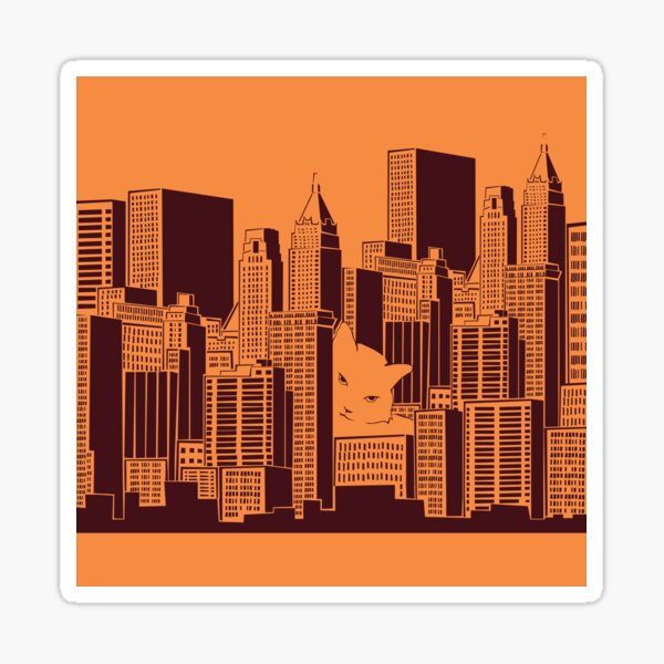 "Cat in the Big City" Sticker for Sale by missmann | Redbubble