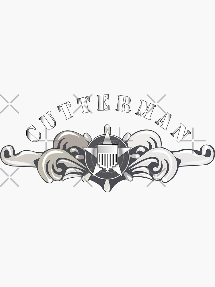 "USCG - Cutterman Badge - Enlisted - Silver w Top Txt" Sticker for Sale ...