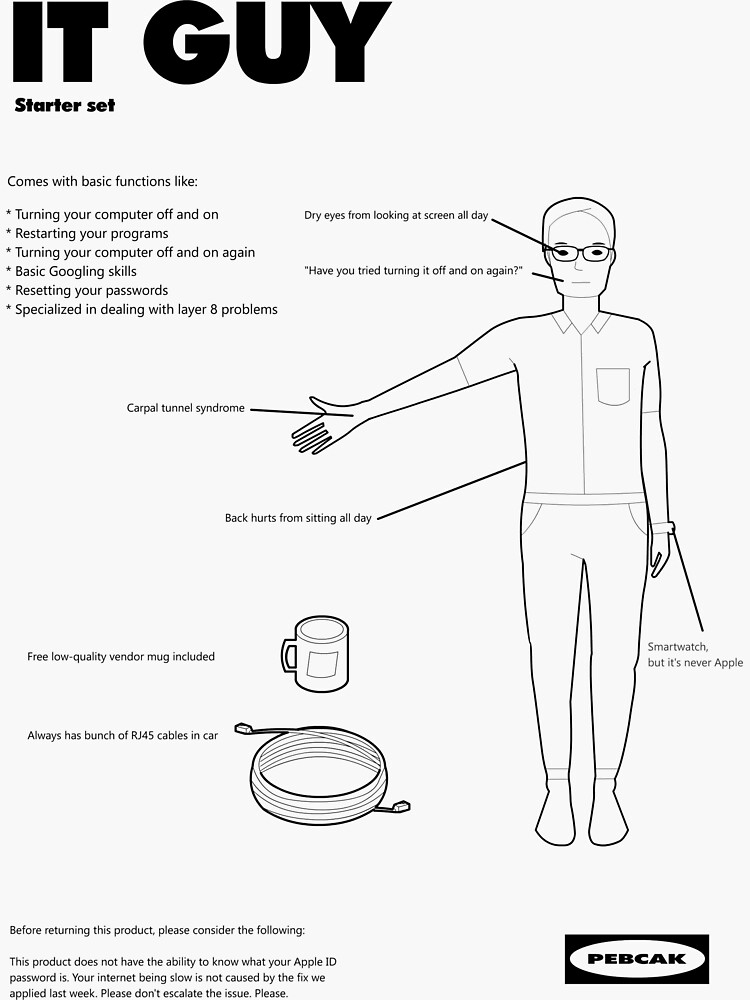 "IT GUY STARTER PACK FURNITURE MANUAL" Sticker for Sale by Umuile ...