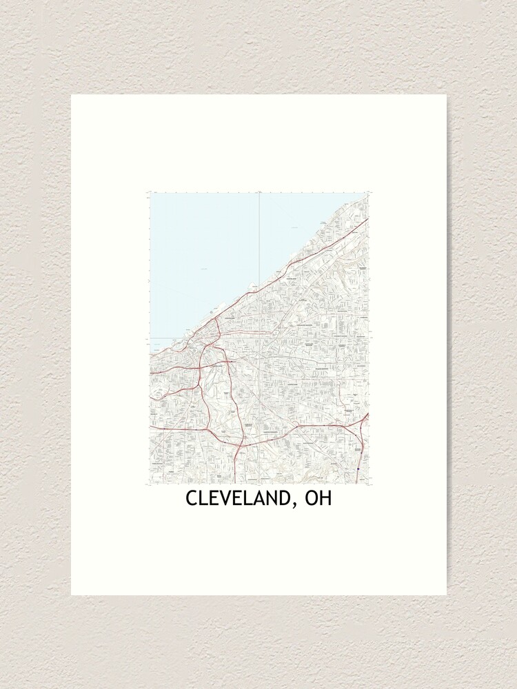 "Cleveland, OH Quad Topographical Map Clean" Art Print for Sale by ...