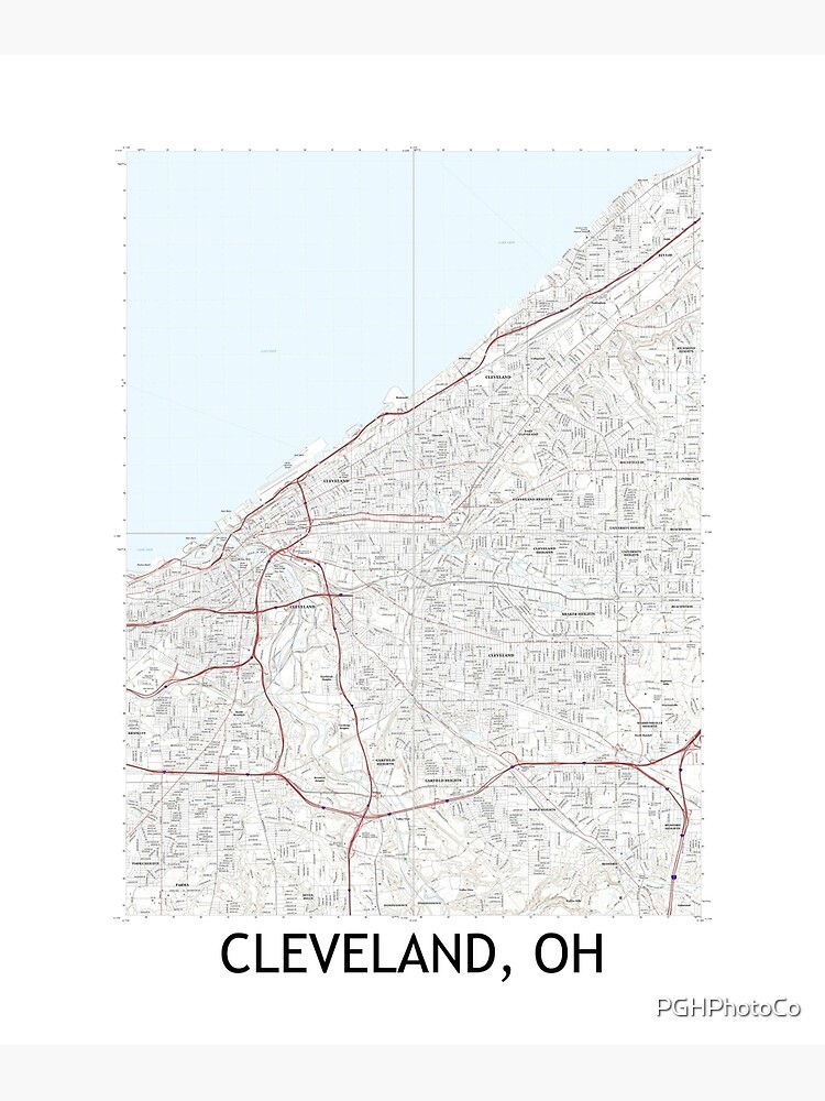 "Cleveland, OH Quad Topographical Map Clean" Art Print for Sale by ...