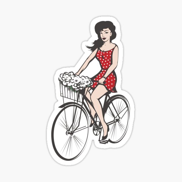 "Girl on a bicycle" Sticker for Sale by devaleta | Redbubble