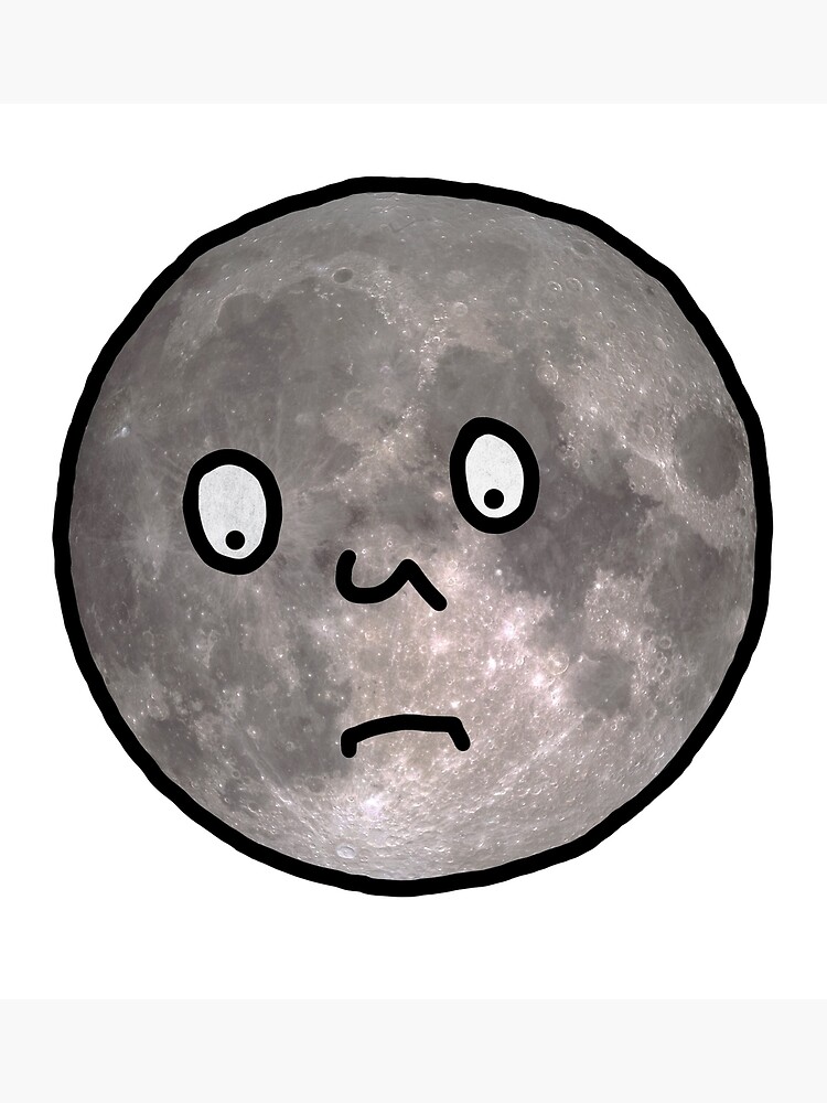 "Sad Moon Cartoon | Moon Surface Texture" Poster by LastHabitat | Redbubble