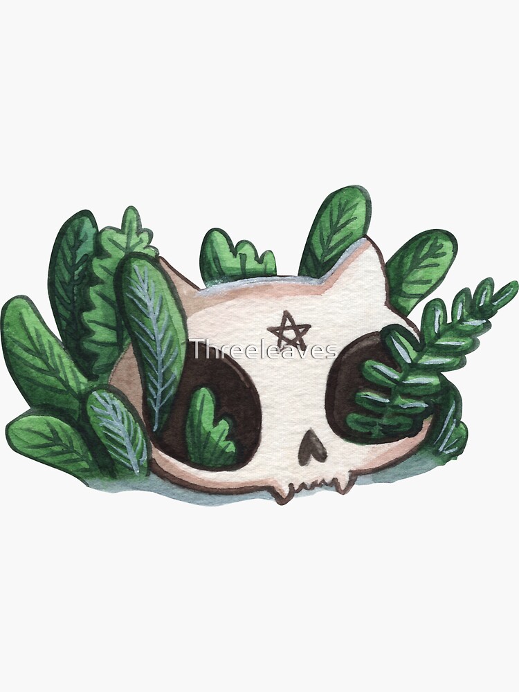 "Smol Cat Skull" Sticker for Sale by Threeleaves | Redbubble