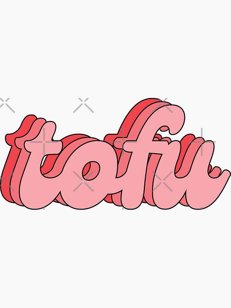 "TOFU Cute Retro Pink Girly Text Vegan Vegetarian" Sticker by a-little ...