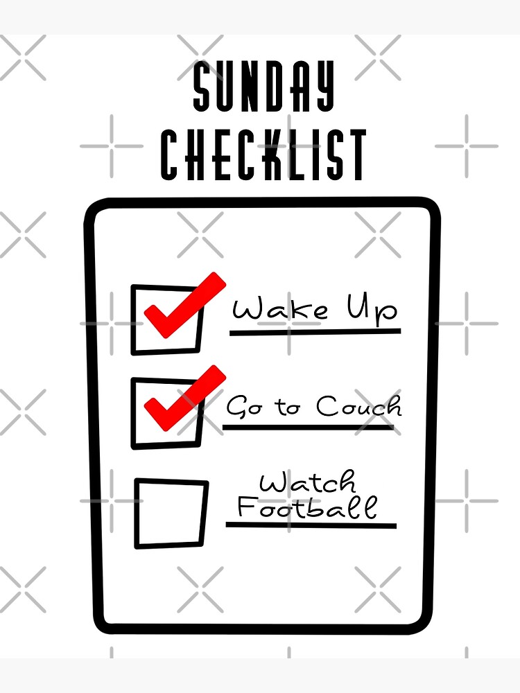 "Football Sunday Checklist" Poster for Sale by diginomdesigns | Redbubble