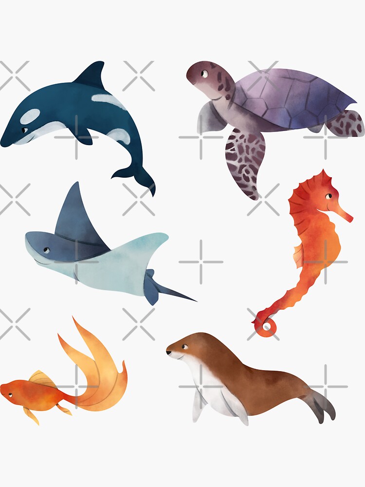"Sea Creatures Multi Pack Stickers Aquatic Ocean Animal Kingdom ...