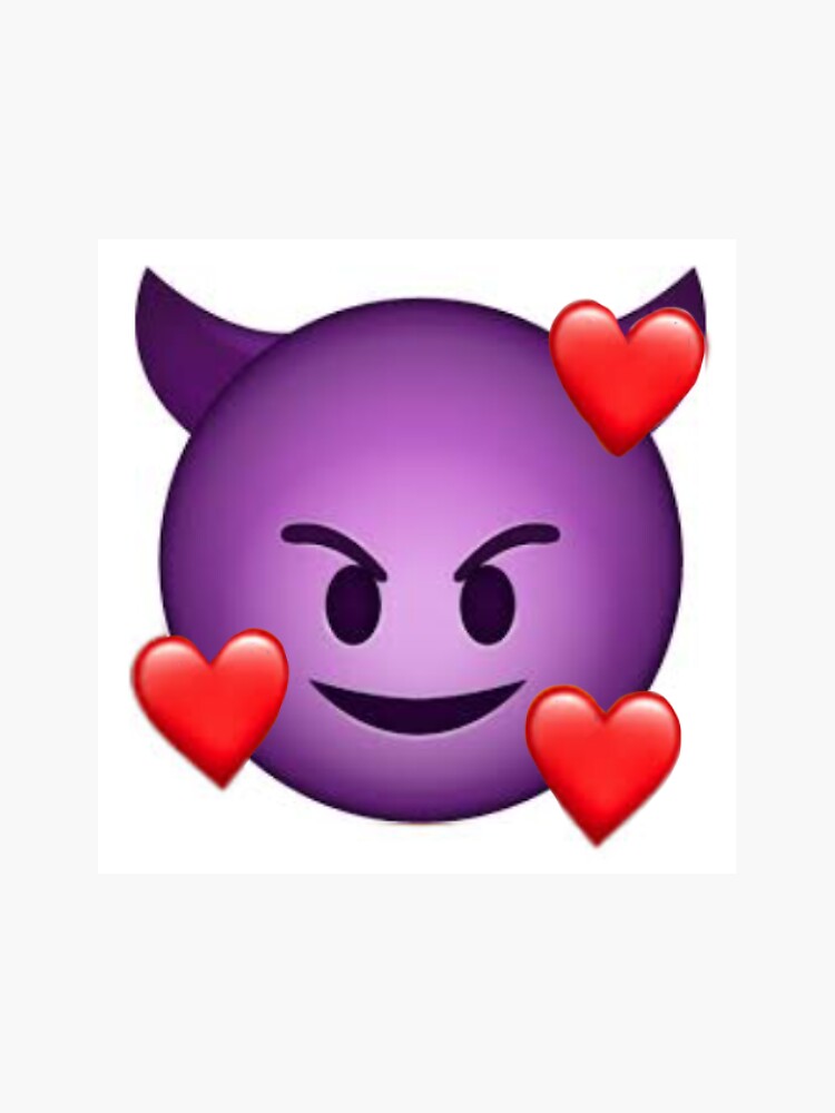 "Smiling devil + 3 hearts emoji" Sticker for Sale by JJPArt | Redbubble