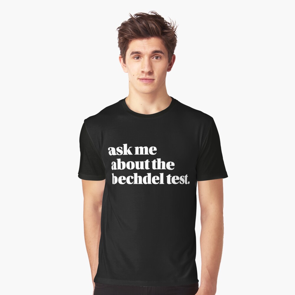 "Ask Me About The Bechdel Test White Text" Sticker for Sale by ...