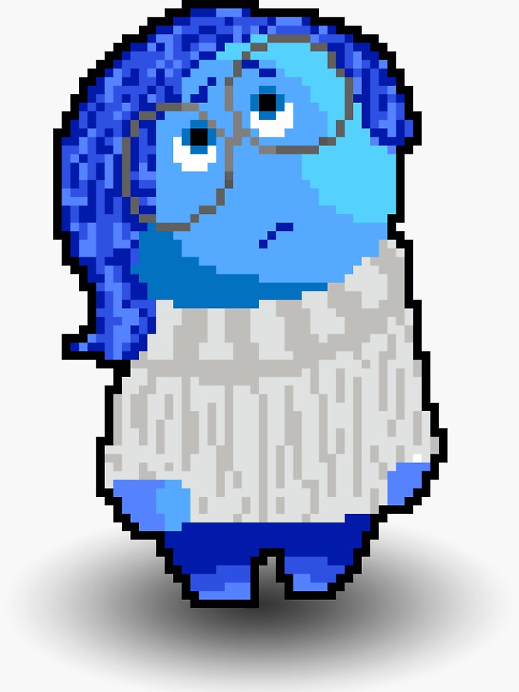 "Inside Out's Sadness: 8-bit Designs" Sticker for Sale by 8BitDesigns ...