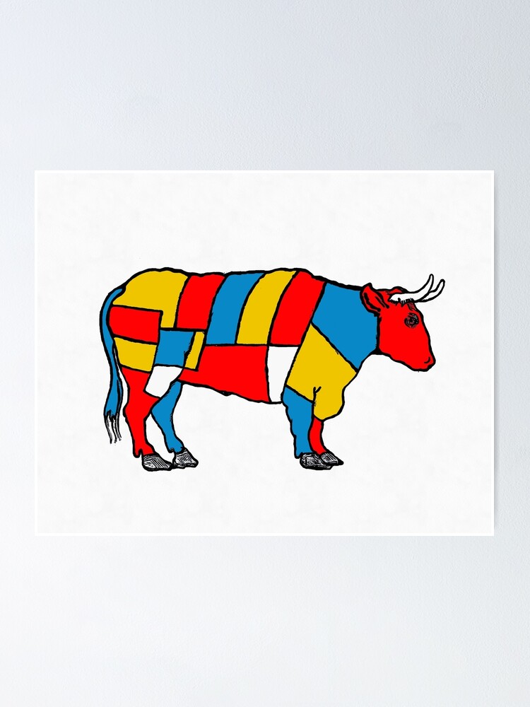 "Mondrian Cow" Poster for Sale by peanutroaster | Redbubble