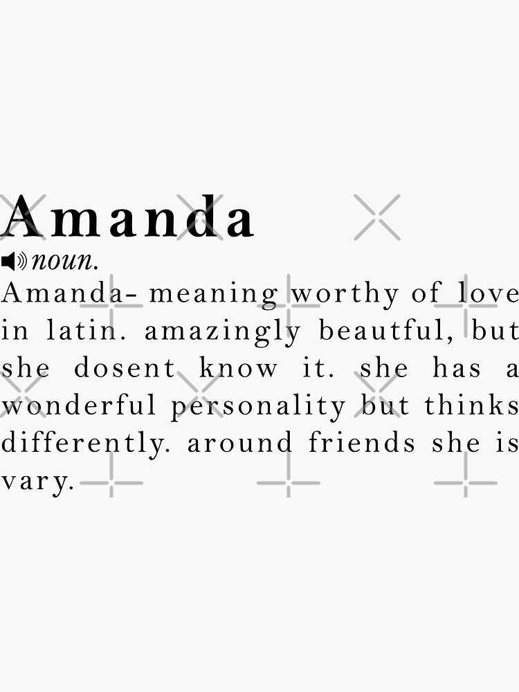 "Amanda Name Definition Meaning" Sticker for Sale by peachyline | Redbubble