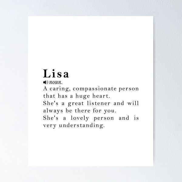 "Lisa Name Definition Meaning" Poster for Sale by peachyline | Redbubble