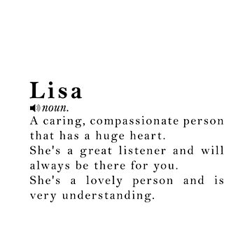 "Lisa Name Definition Meaning" Poster for Sale by peachyline | Redbubble