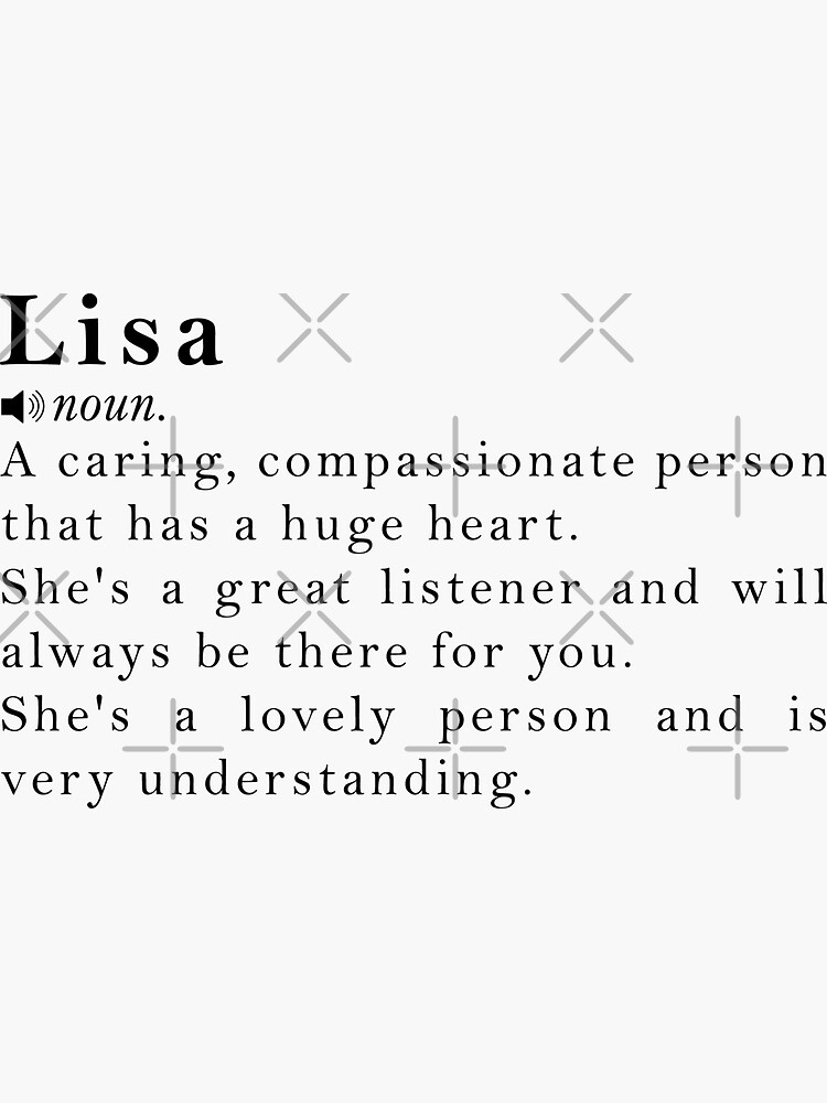 "Lisa Name Definition Meaning" Sticker by peachyline | Redbubble