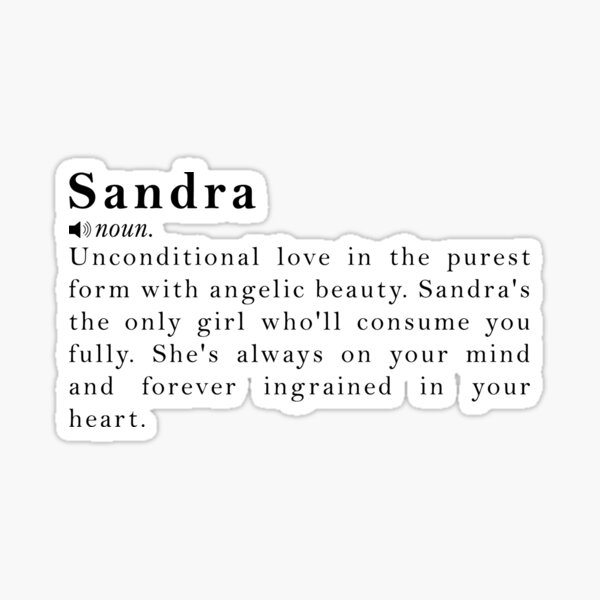 "Sandra Name Definition Meaning" Sticker for Sale by peachyline | Redbubble