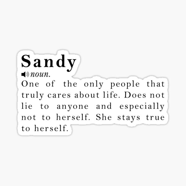 "Sandy Name Definition Meaning" Sticker by peachyline | Redbubble