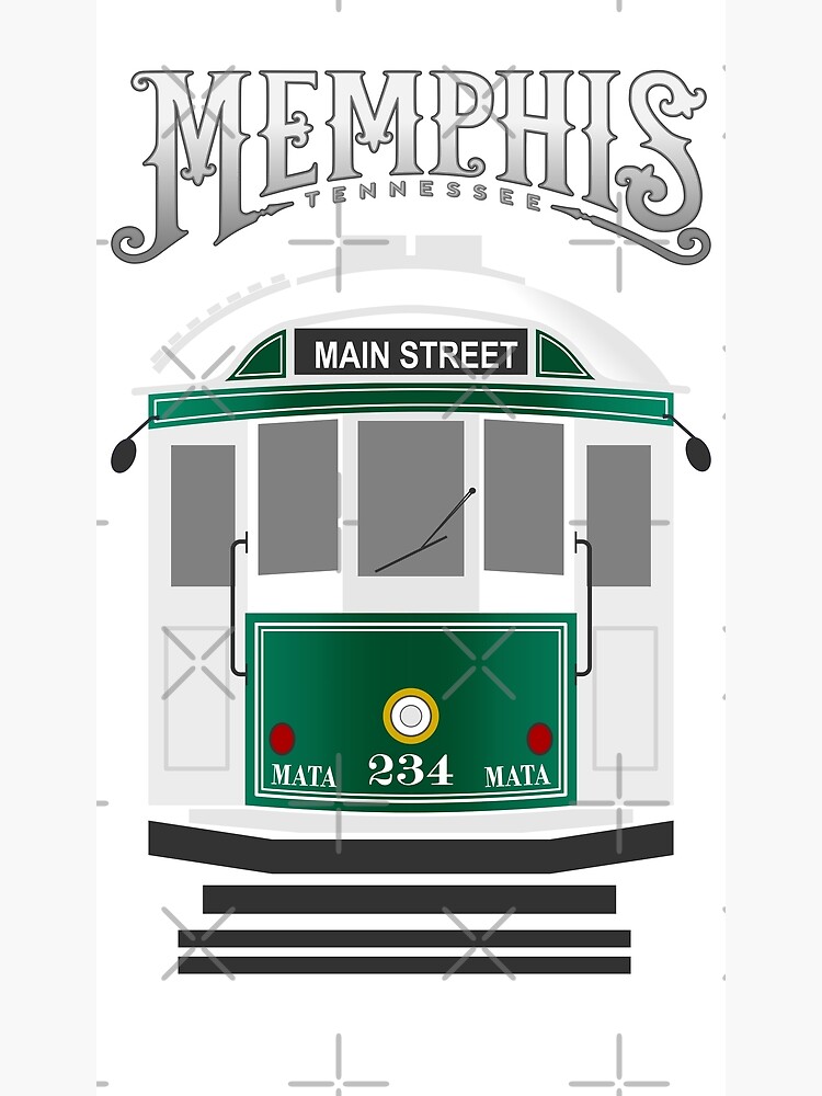 "Memphis Trolley Vintage - Line 234 (white background)" Canvas Print by ...