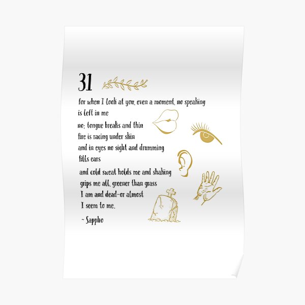 "Sappho Fragment 31" Poster for Sale by hypocratees | Redbubble