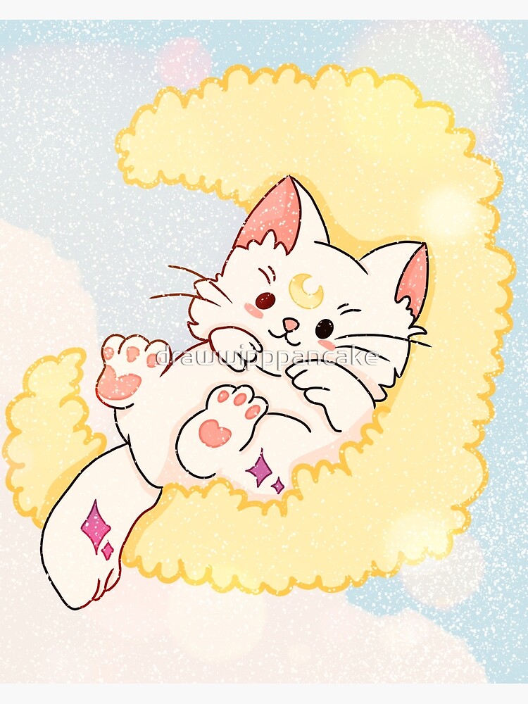 "cute moon cat" Poster for Sale by drawwipppancake | Redbubble