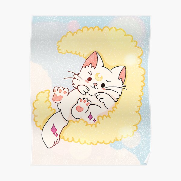 "cute moon cat" Poster for Sale by drawwipppancake | Redbubble