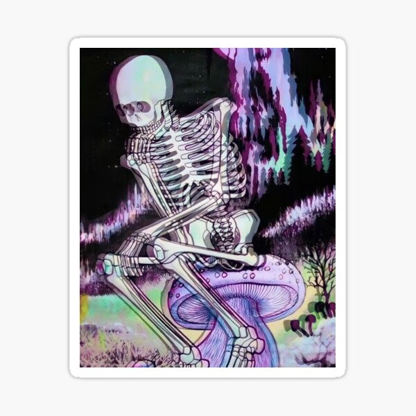 "skeleton glitch" Sticker for Sale by h-baileyy | Redbubble