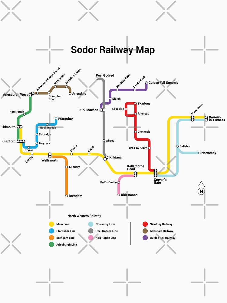 "Sodor Railway Map - TTC Style, Light" T-shirt for Sale by lineco ...
