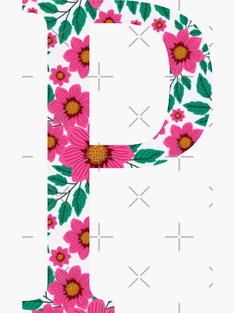 "Pink Floral Rho // Letter P" Sticker for Sale by artbysydsyd | Redbubble