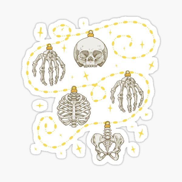 "Skeleton Baubles in Gold Chain" Sticker for Sale by likekay | Redbubble