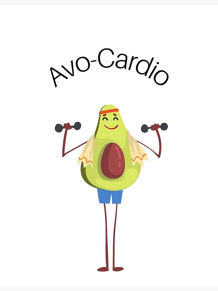 "Avo-Cardio Cartoon Avocado Fitness T-Shirt Workout Funny Punny ...