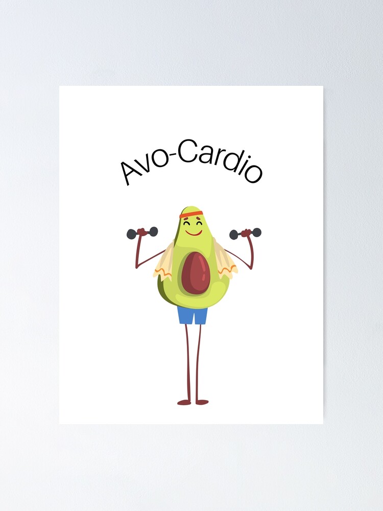 "Avo-Cardio Cartoon Avocado Fitness T-Shirt Workout Funny Punny ...