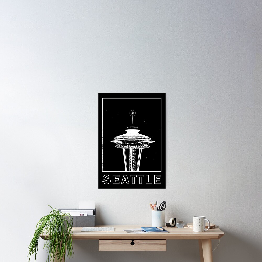 "Simplified Seattle Space Needle Distressed Vintage" Poster by carbon ...