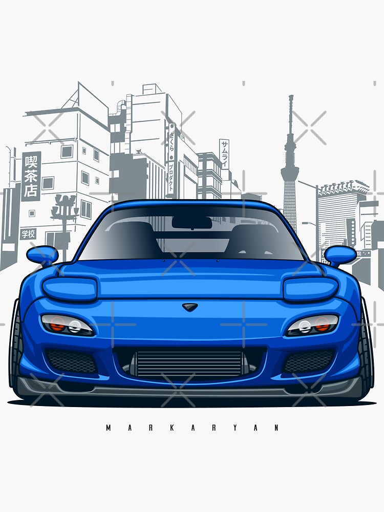 "Blue RX7 FD" Sticker for Sale by OlegMarkaryan | Redbubble