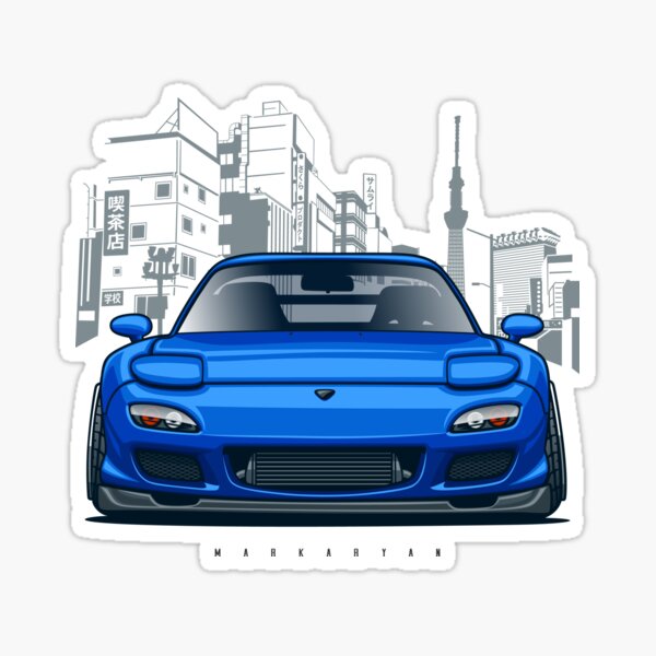"Blue RX7 FD" Sticker for Sale by OlegMarkaryan | Redbubble