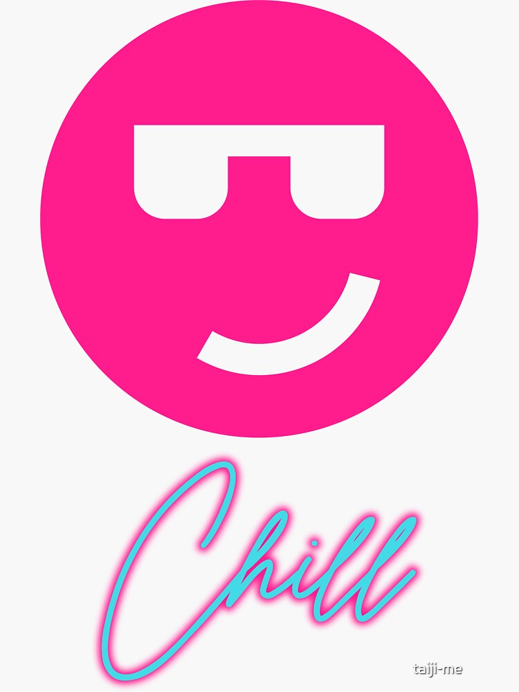 "Chill Emoji Neon Graphic Design" Sticker for Sale by taiji-me | Redbubble