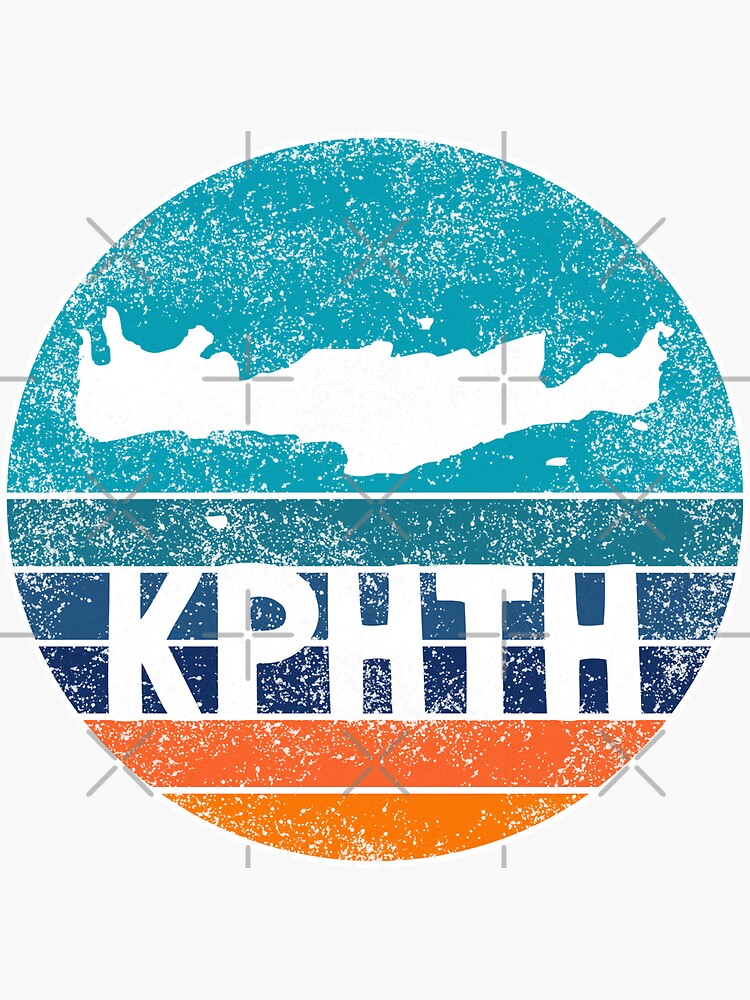 "Crete Map on distressed sunset - Greek fonts" Sticker for Sale by ...
