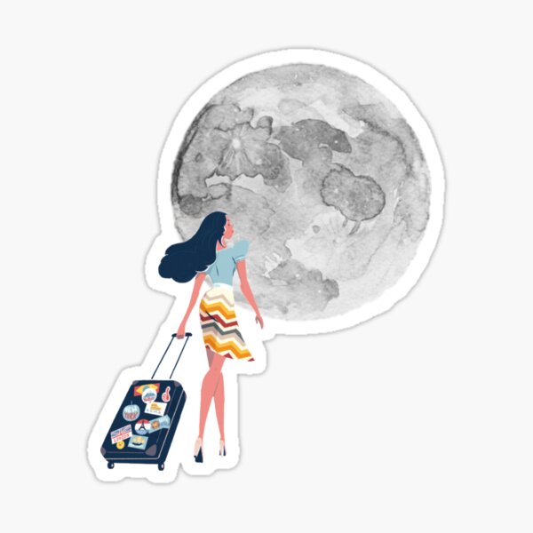 "TRAVELING TO THE MOON" Sticker for Sale by kmk886 | Redbubble