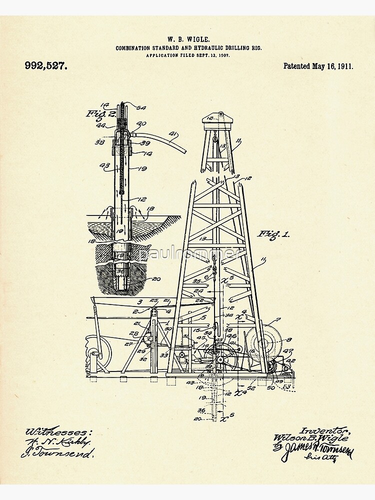 "Combination Standard and Hydraulic Drilling Rig-1911" Poster for Sale ...