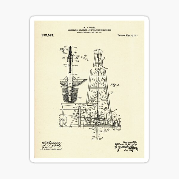 "Combination Standard and Hydraulic Drilling Rig-1911" Sticker by ...