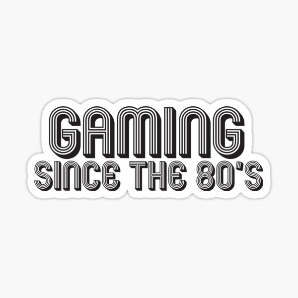"Gaming Since the 80s - Black Retro Disco Lines (Black)" Sticker for ...
