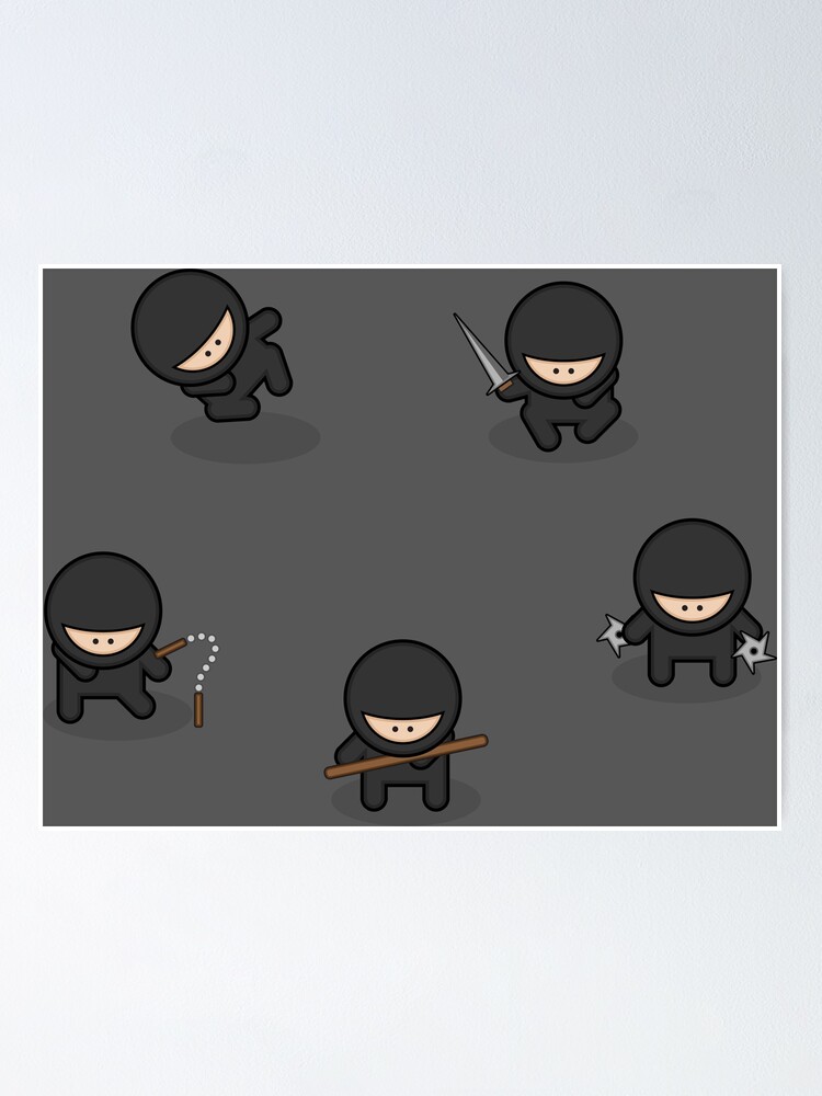 "Pack of animated ninjas (army pack in dark stealth mode)" Poster by ...