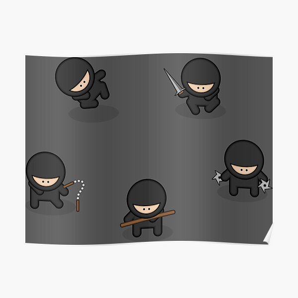"Pack of animated ninjas (army pack in dark stealth mode)" Poster by ...