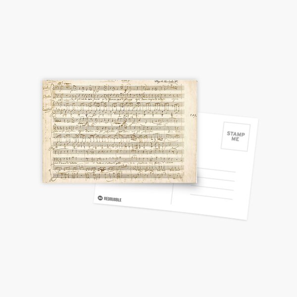 "Mozart | Amadeus Mozart original manuscript score" Postcard for Sale ...