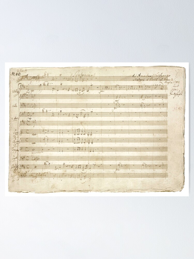 "Mozart | Symphony 5 | Amadeus Mozart original manuscript score" Poster ...
