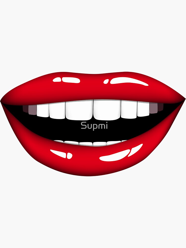 ""Smiling red lips" Mask" Sticker for Sale by Supmi | Redbubble