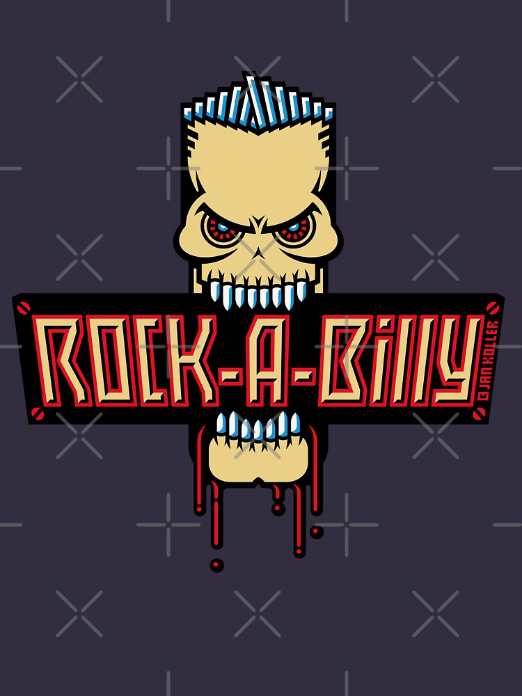 "Rock-A-Billy Skull" T-shirt for Sale by MrFaulbaum | Redbubble | n ...
