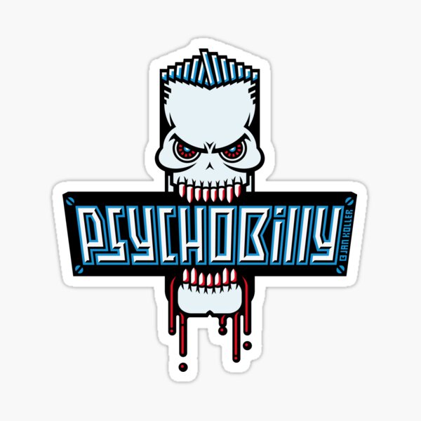 "Psychobilly Skull" Sticker by MrFaulbaum | Redbubble
